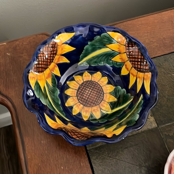 Mexico | Art | Mexico Pottery Handpainted Mexican Sunflower Bowl 8 ...